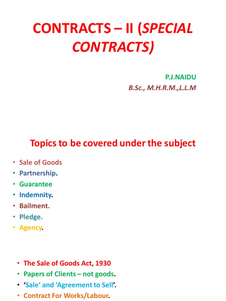 An Overview of Key Concepts and Laws Relating to Special Contracts in ...