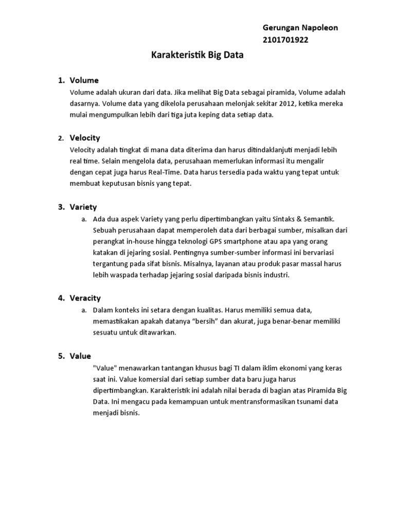 Karakteristik dan Manfaat Big Data | PDF | Bisnis | Pengelolaan ...