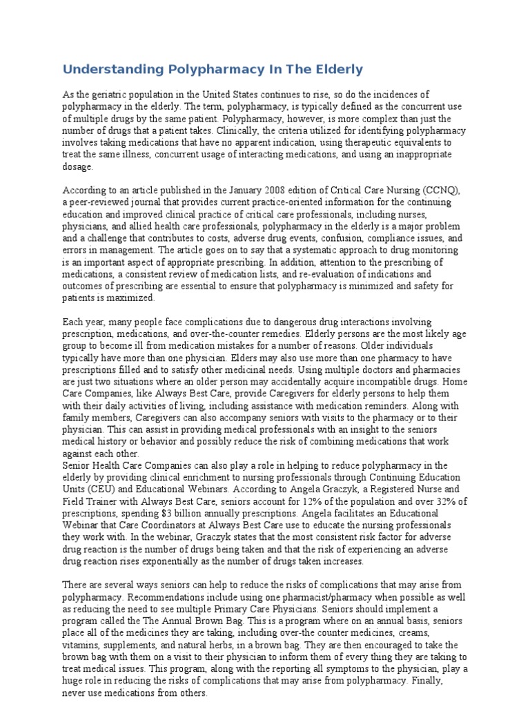 Polypharmacy | PDF | Medical Prescription | Pharmacy