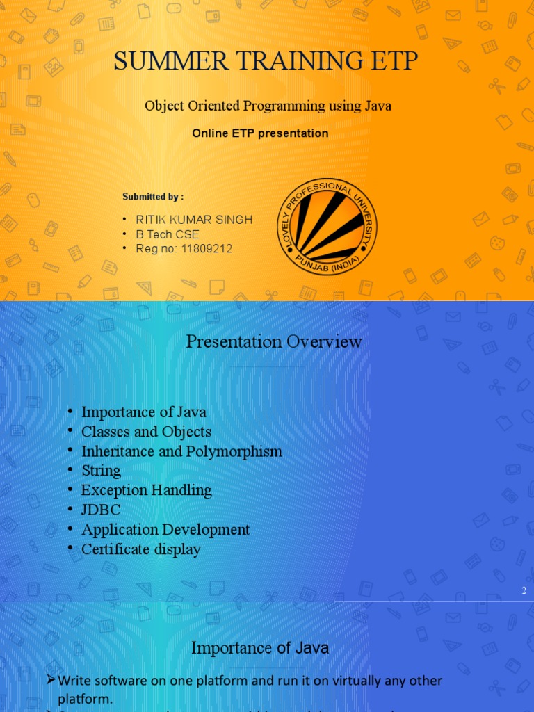 Summer Training Etp: Object Oriented Programming Using Java | PDF | Class (Computer Programming ...
