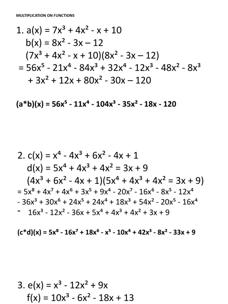 Multiplication On Functions | PDF
