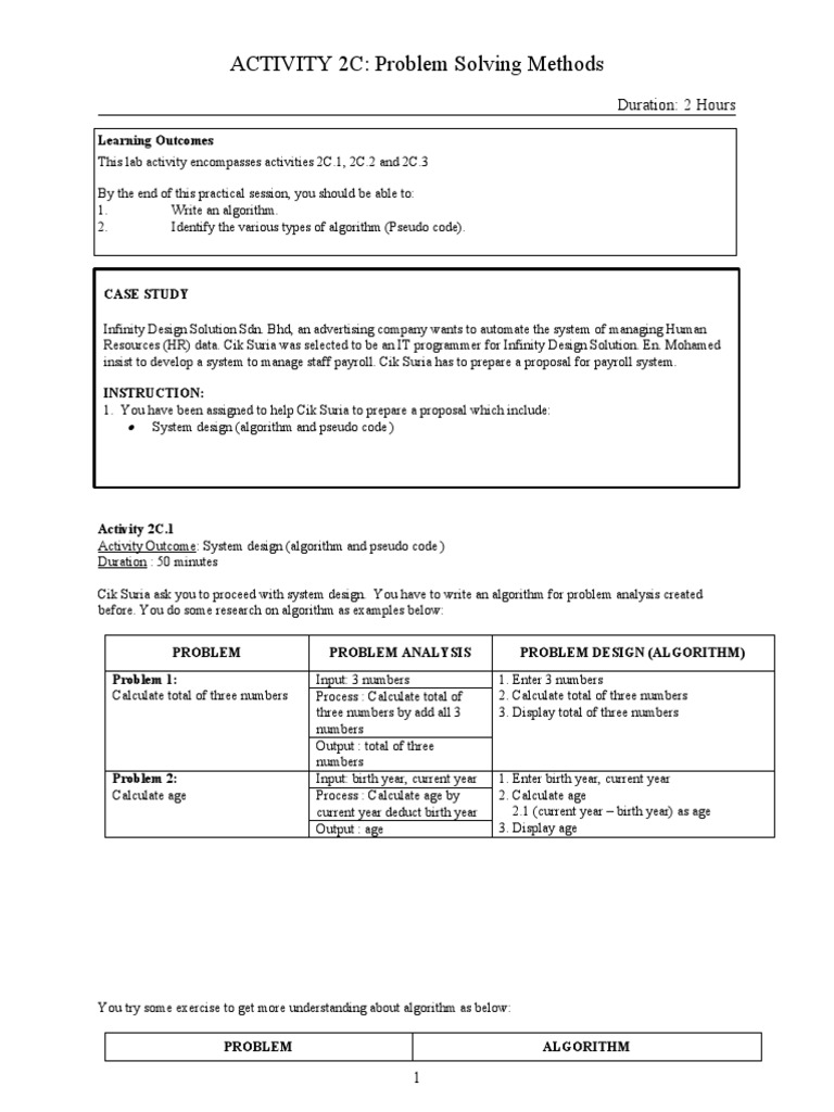 Dfc10042 Lab Activity 2c | PDF | Payroll | Algorithms