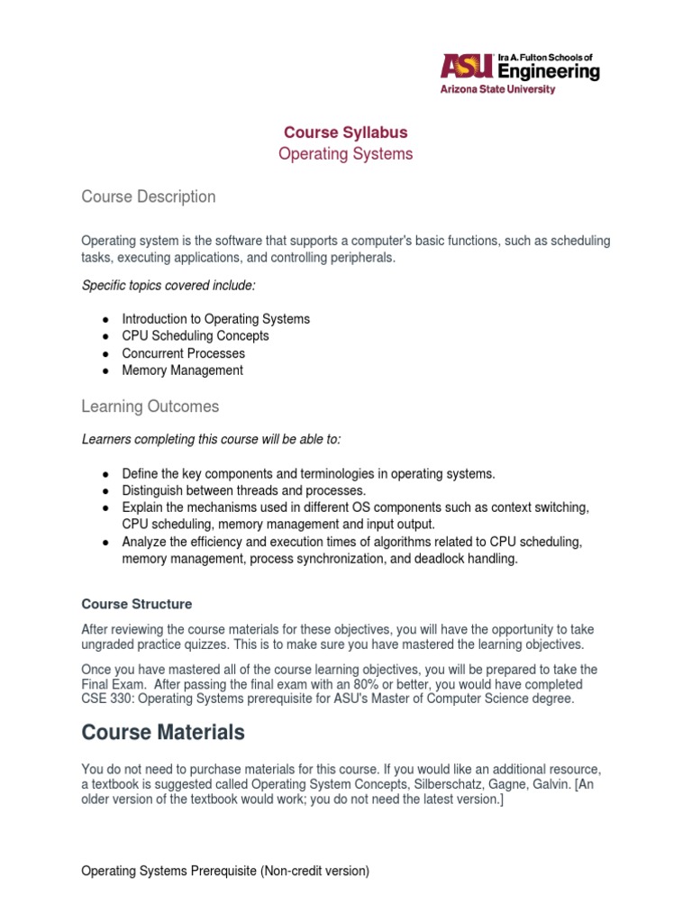 Syllabus - Operating Systems | PDF | Scheduling (Computing) | Operating ...