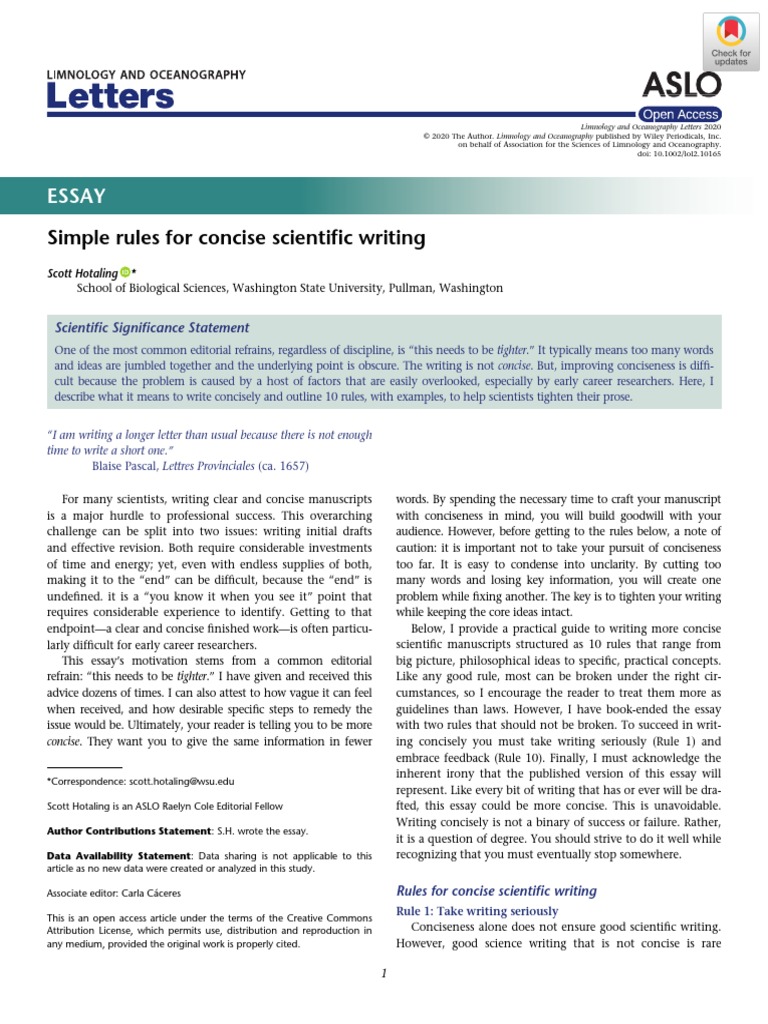 Simple Rules For Concise Scientific Writing | PDF | Word | Phrase