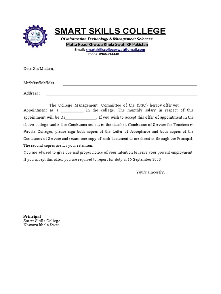Teacher Appointment Letter 3 | PDF