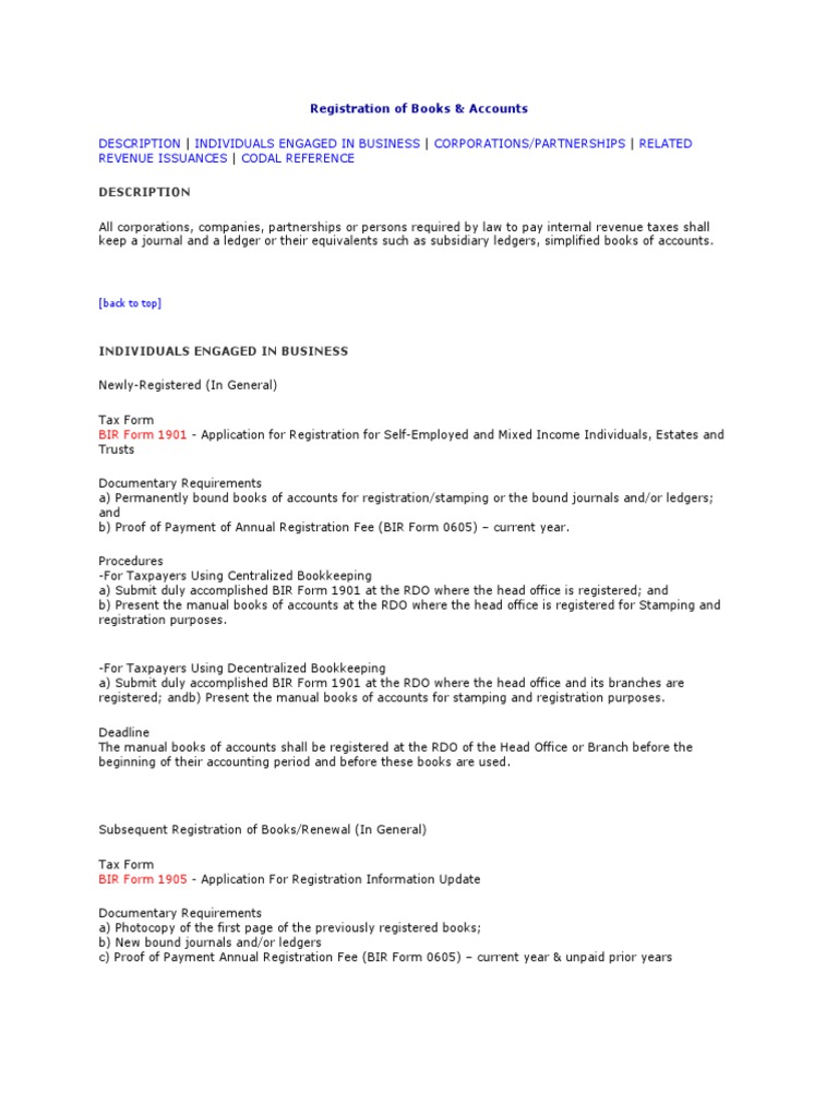 BIR - Registration of Manual Books | PDF | Bookkeeping | Revenue