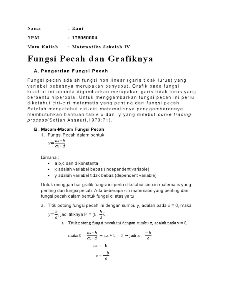 Fungsi Pecah Dan Grafiknya | PDF