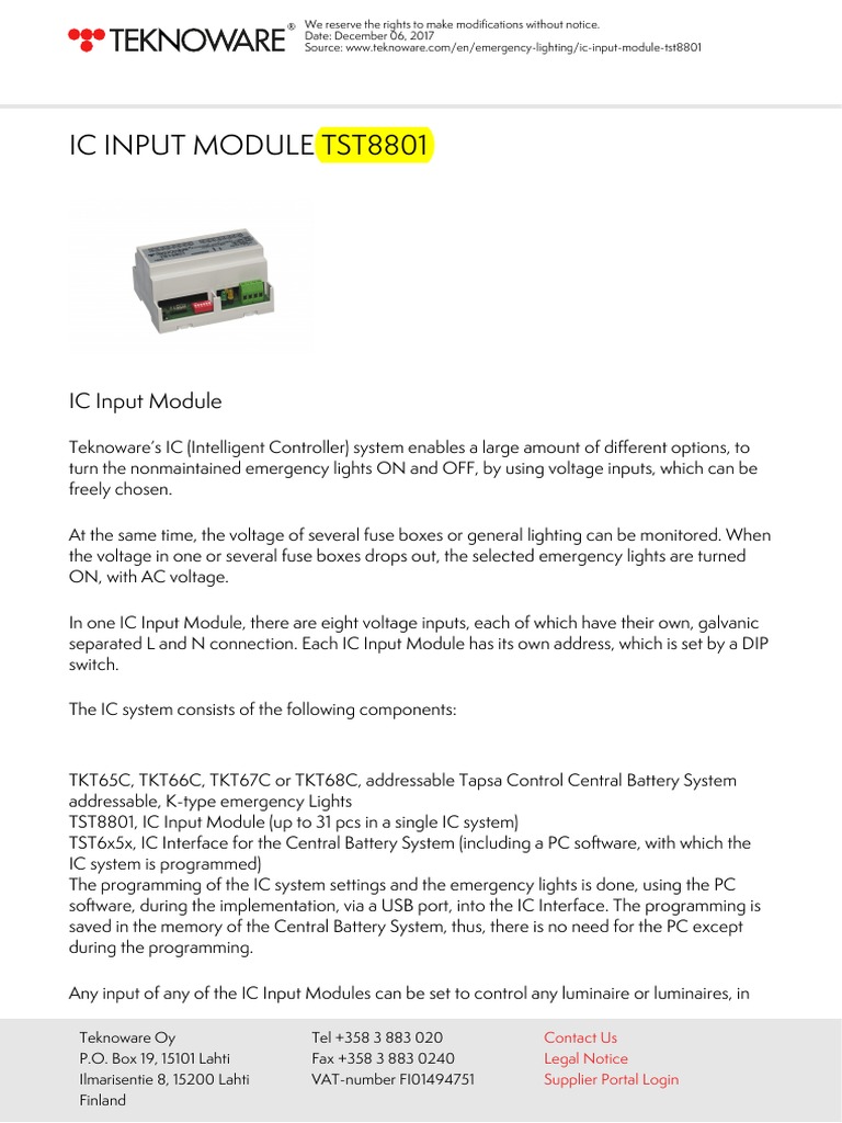 Teknowarecom-Ic - Input - Module - tst8801 | PDF | Personal Computers | Switch