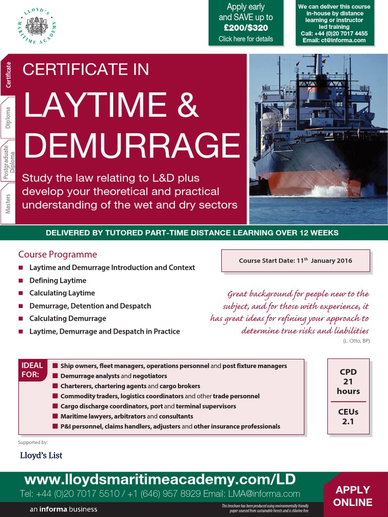 Laytime & Demurrage Course Guide | PDF | Cargo | Value Added Tax
