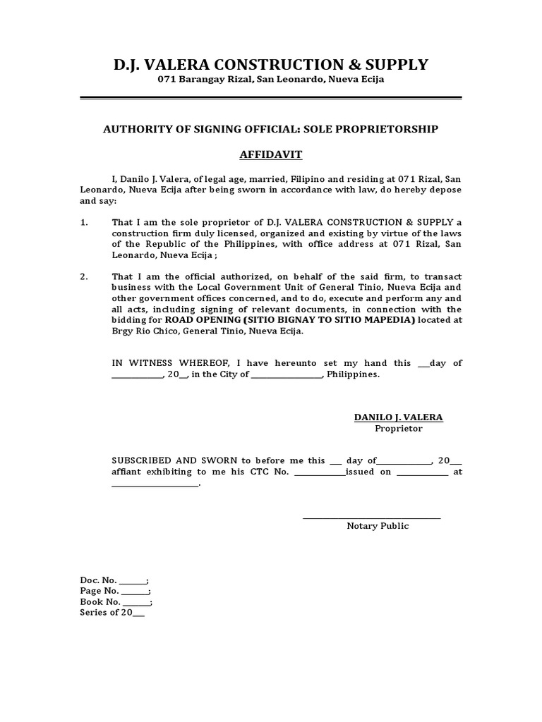 Authority of Signing Official | PDF