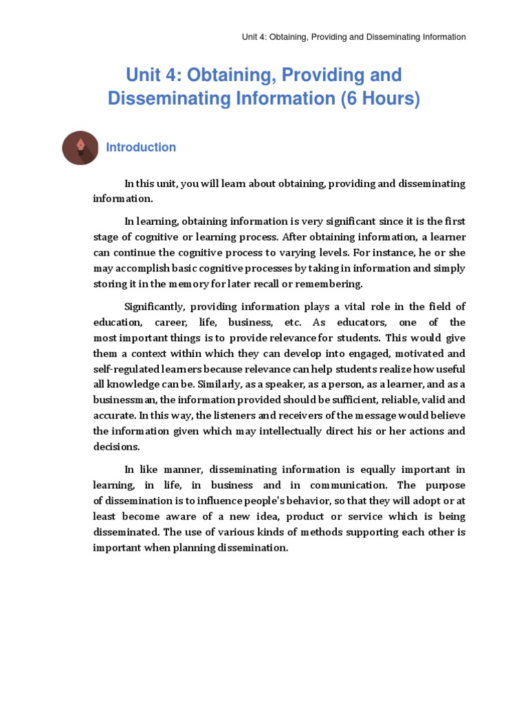 Unit 4 Topic 1 The Types of Information and Ways of Obtaining ...