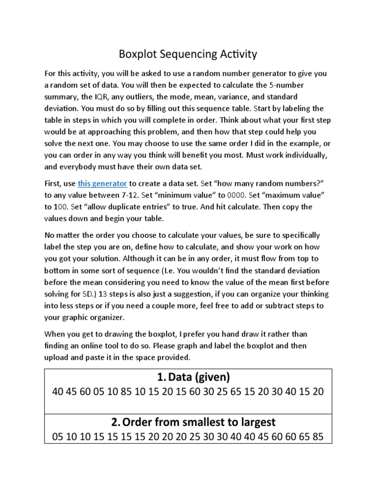 Box Plot Graphic Organizer | PDF
