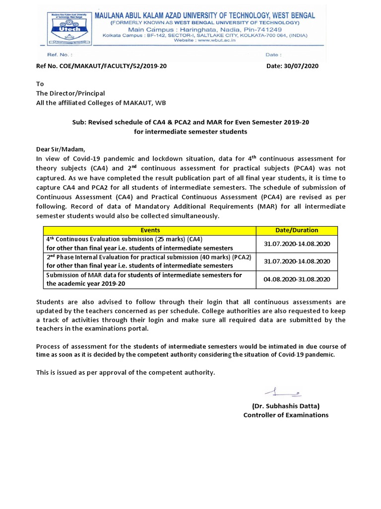 Notice CA PCA PDF | PDF | Academic Term | Educational Assessment And ...