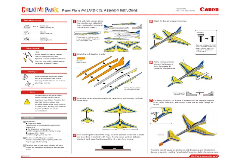 Paper Plane Assembly Guide: WIZARD-CX | PDF | Adhesive | Scissors