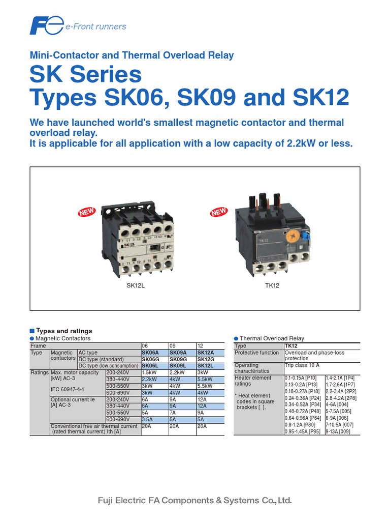SK Series Types SK06, SK09 and SK12: Mini-Contactor and Thermal ...