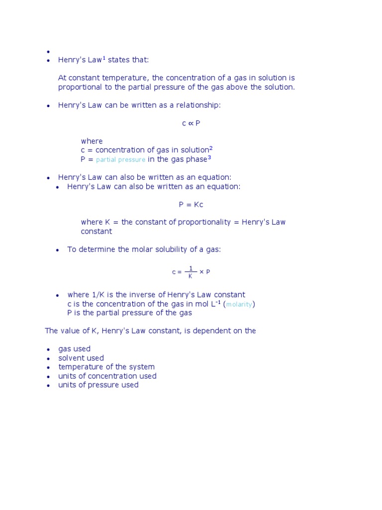 Understanding Henry's Law: The Relationship Between Gas Concentration ...
