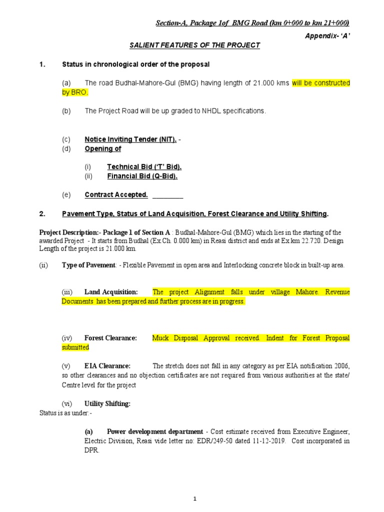 BMG Road Project Overview: km 0 to 21 | PDF | Economic Sectors | Road ...