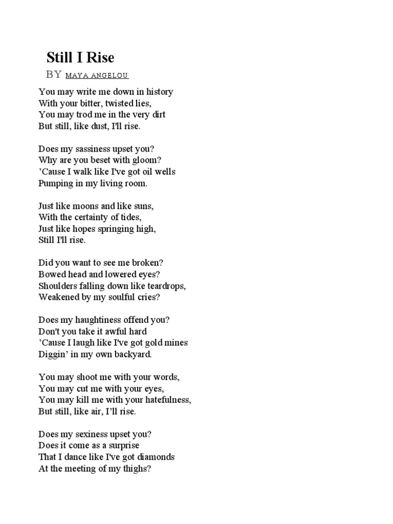 Still I Rise: Maya Angelou | PDF