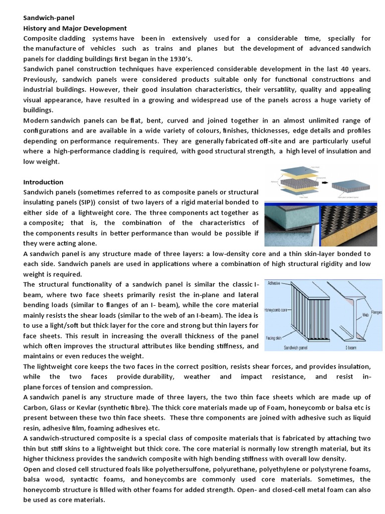 Sandwich-Panel History and Major Development | PDF | Materials ...