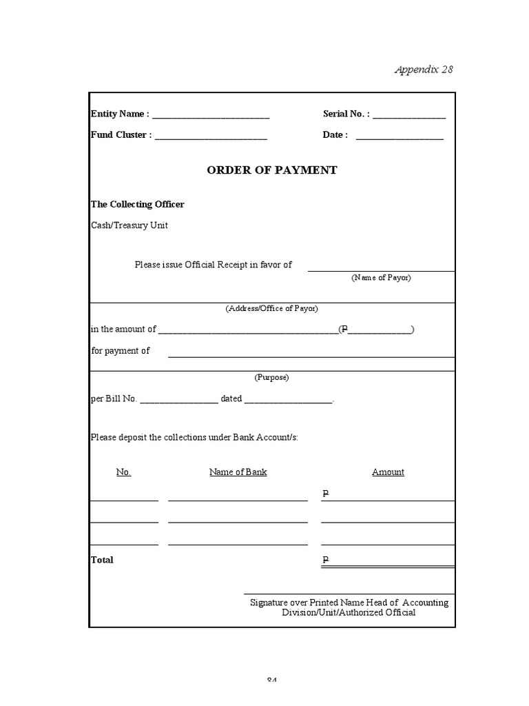 Appendix 28 - ORDER OF PAYMENT | PDF