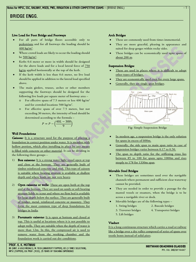 Bridge Engg - Theory | Download Free PDF | Bridge | Concrete