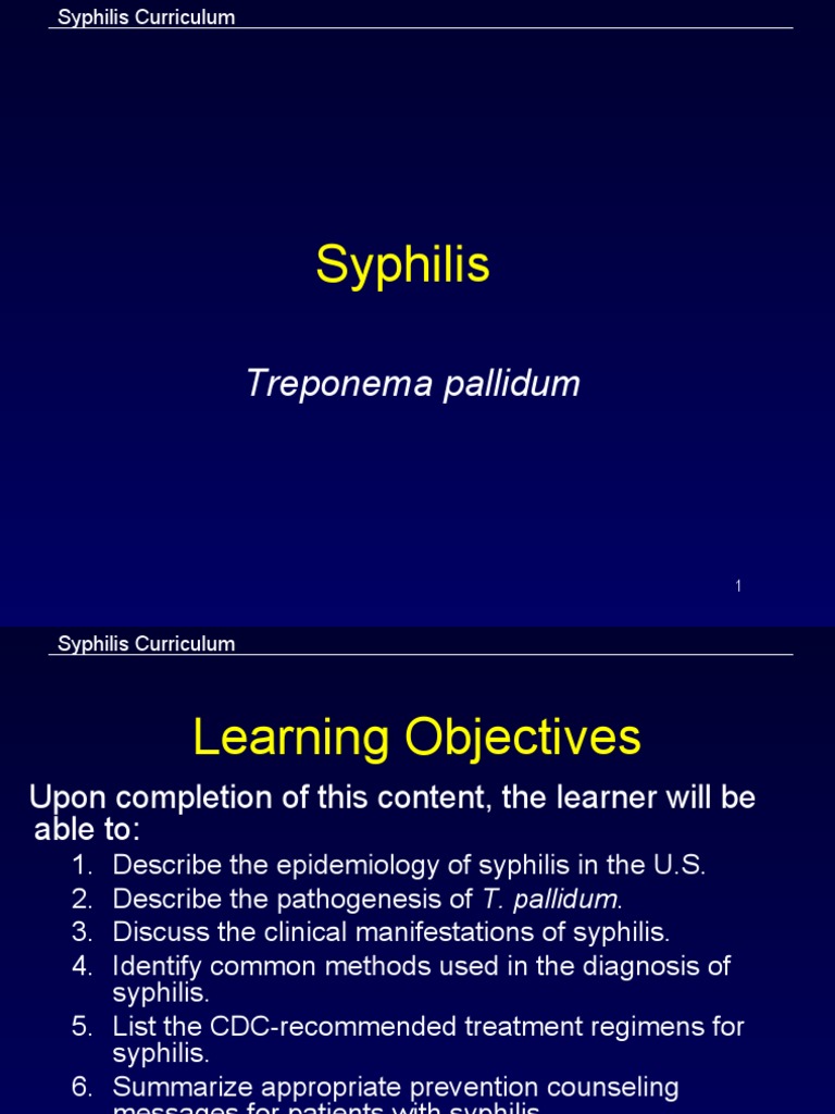 Syphilis Curriculum Overview and Guidelines | PDF | Sexually ...