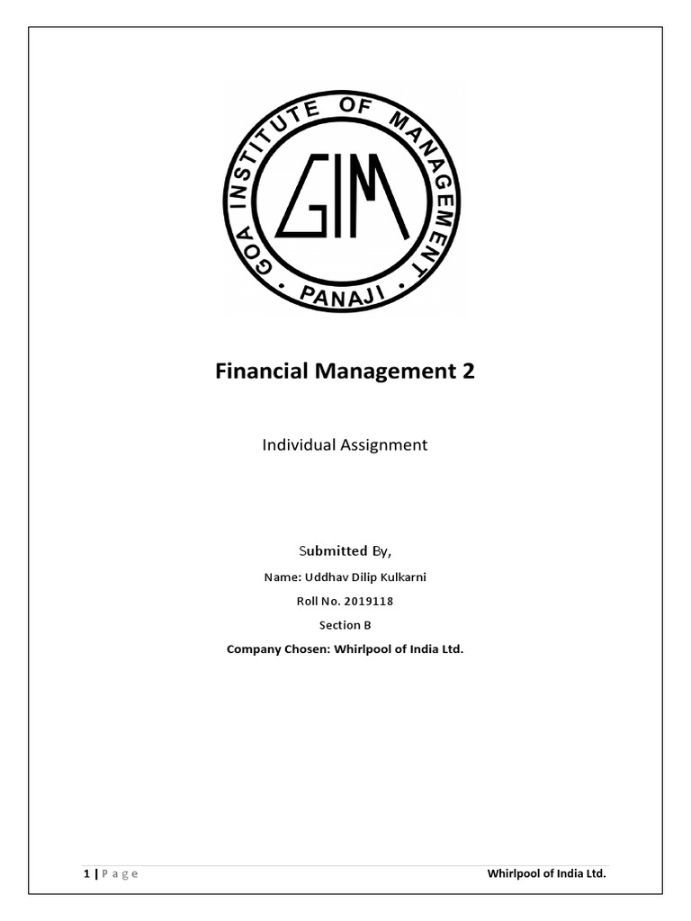 Whirlpool Financial Analysis | PDF | Working Capital | Dividend