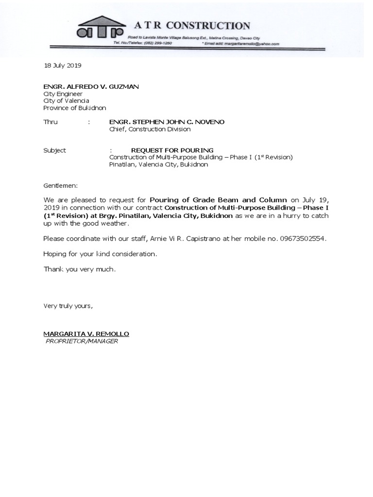 Pouring Request - 2 | PDF | Home & Garden