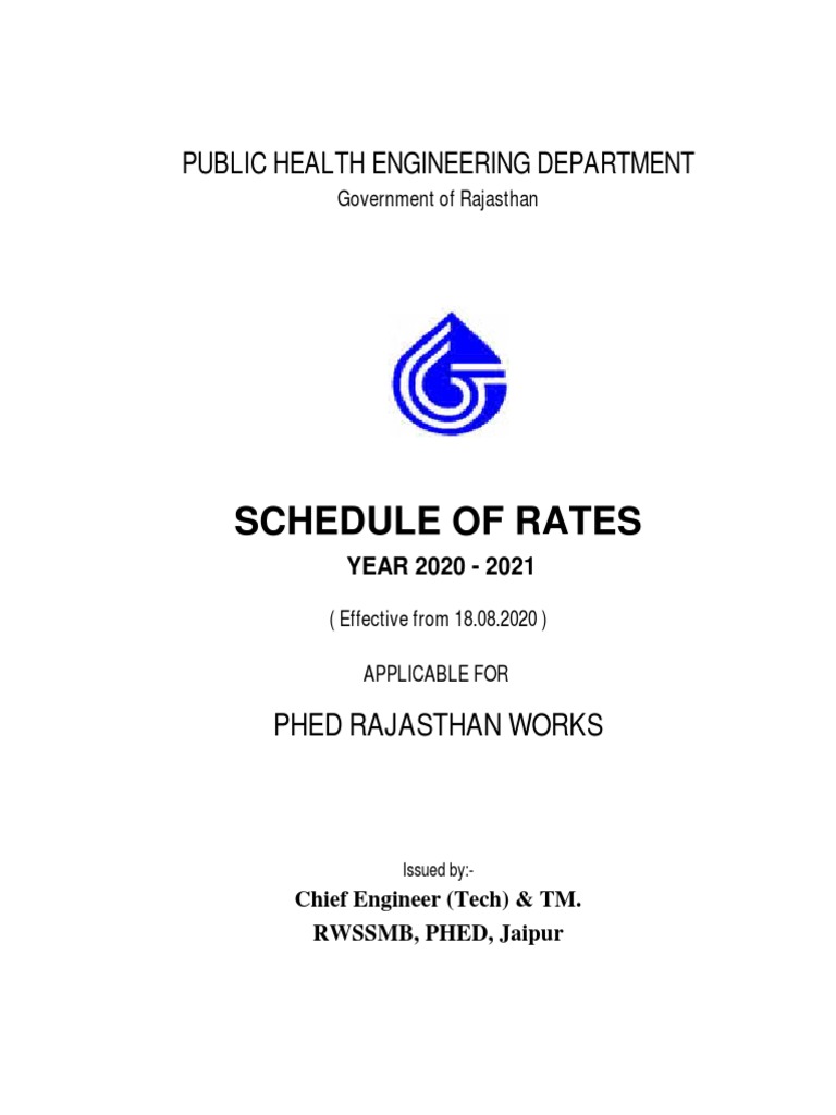 PHED Rajasthan BSR 2020 Rates | PDF | Pipe (Fluid Conveyance ...