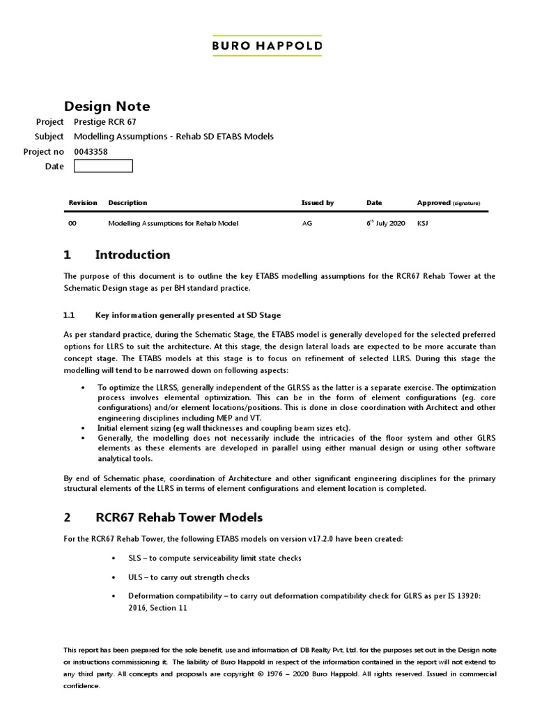 Design Note: Project Prestige RCR 67 Subject Modelling Assumptions ...