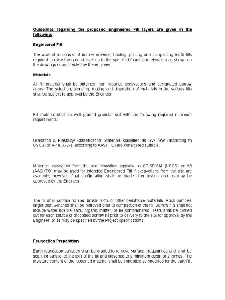 Comprehensive Guidelines for Engineered Fill Layers Regarding Materials ...