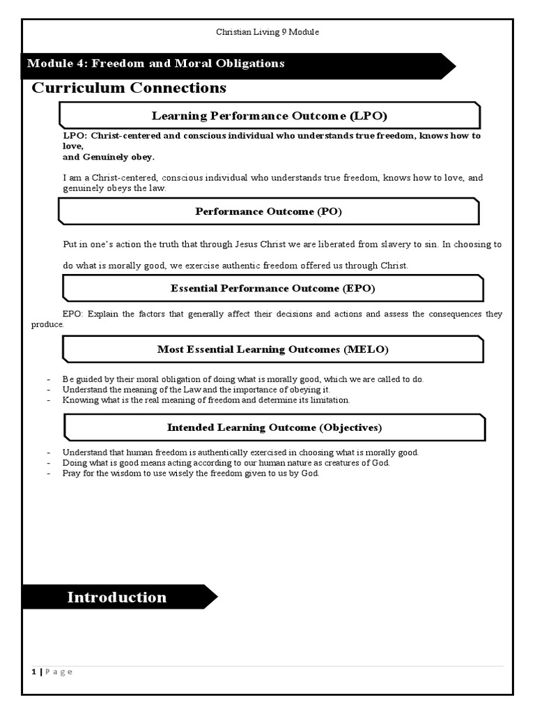 Module 4 Christian Living 9 | PDF | Free Will | Theology