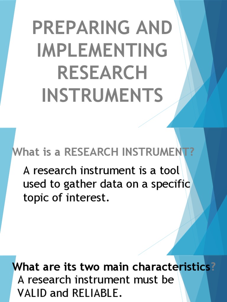 Preparing and Implementing Research Instruments | PDF | Survey ...