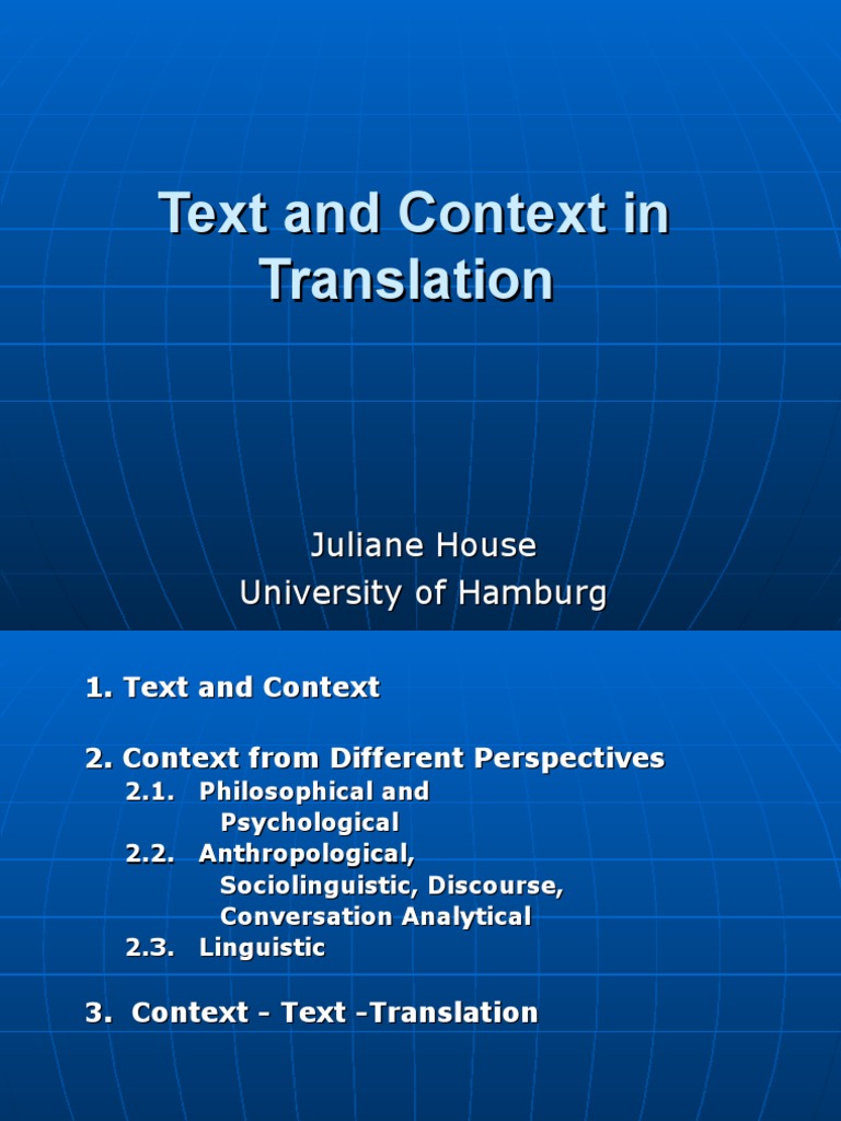 Text and Context in Translation | PDF | Context (Language Use ...