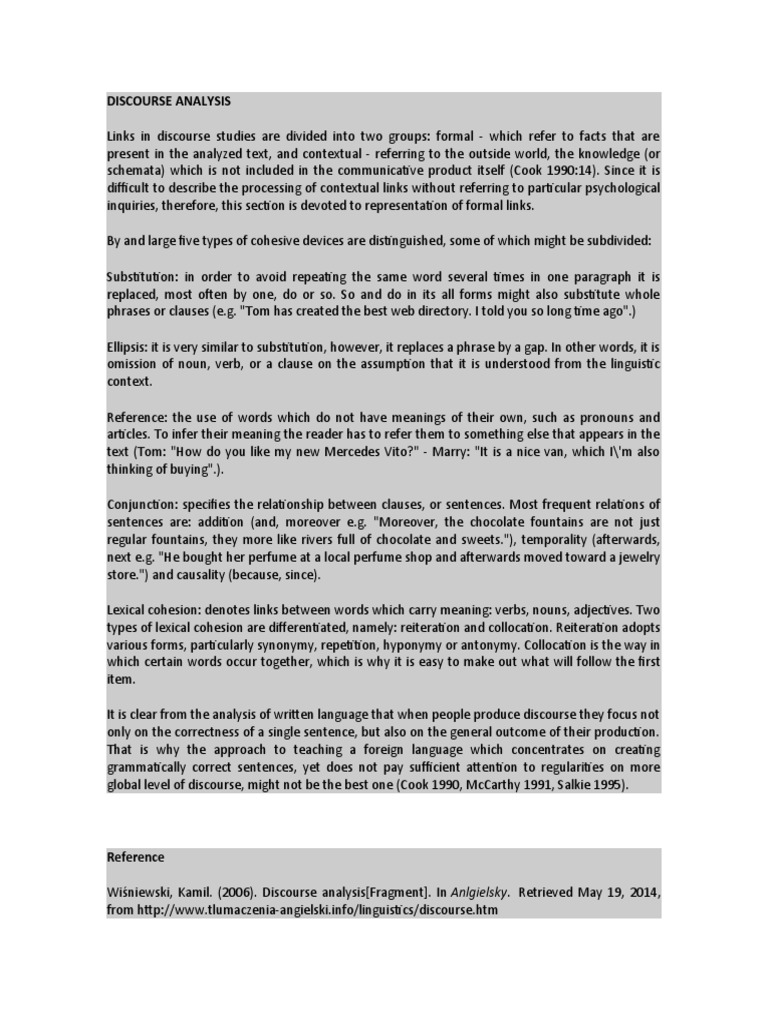 Discourse Analysis | PDF | Lexical Semantics | Sentence (Linguistics)