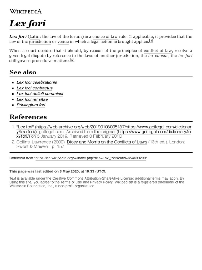 Lex Fori - Wikipedia PDF | PDF