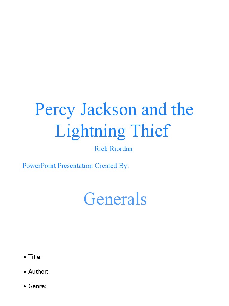 Percy Jackson lightning thief presentation | PDF