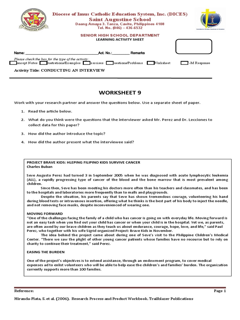 Worksheet 9 | PDF | Cancer | Leukemia
