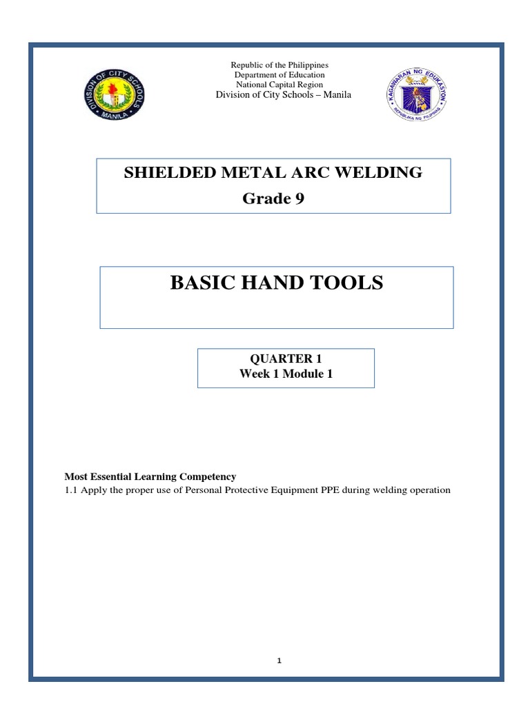 SMAW-9 Q1 W1 Mod1 PDF | PDF | Screw | Tools