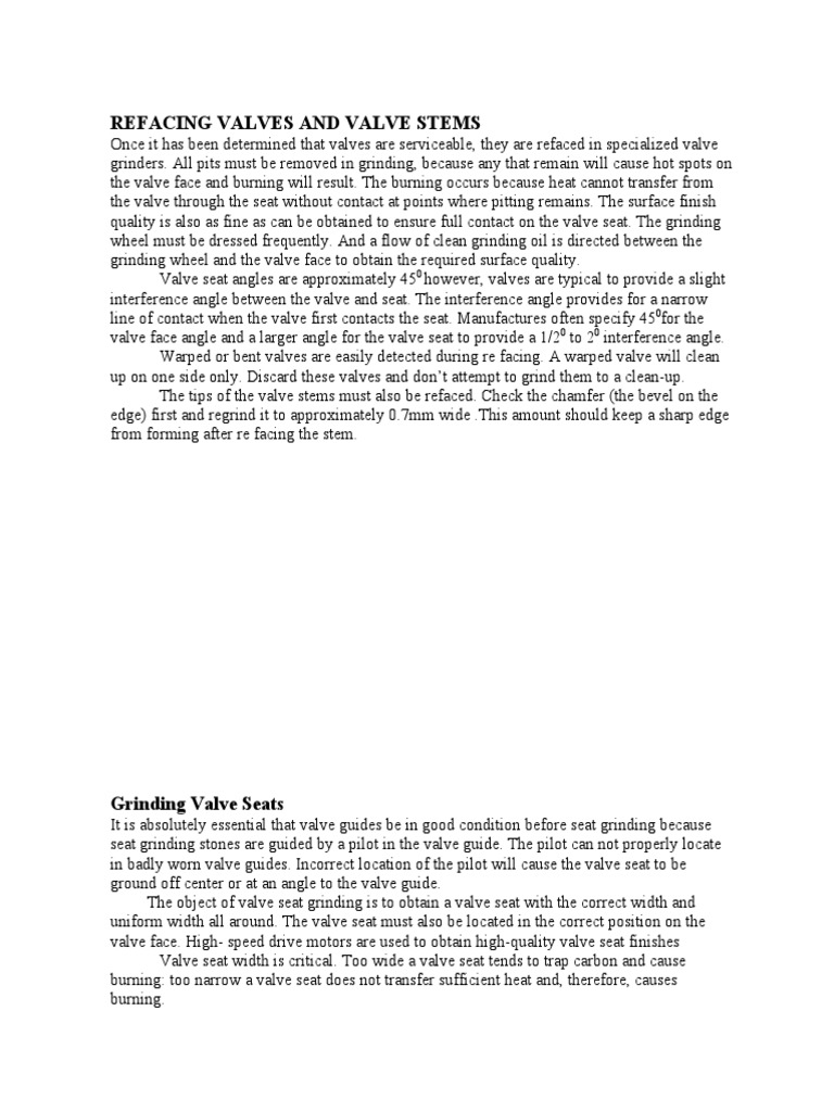 Refacing Valves and Valve Stems | PDF | Grinding (Abrasive Cutting) | Valve
