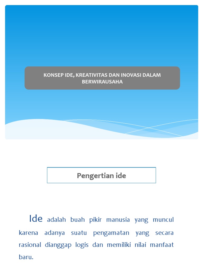 Konsep Ide Kreativitas Dan Inovasi | PDF
