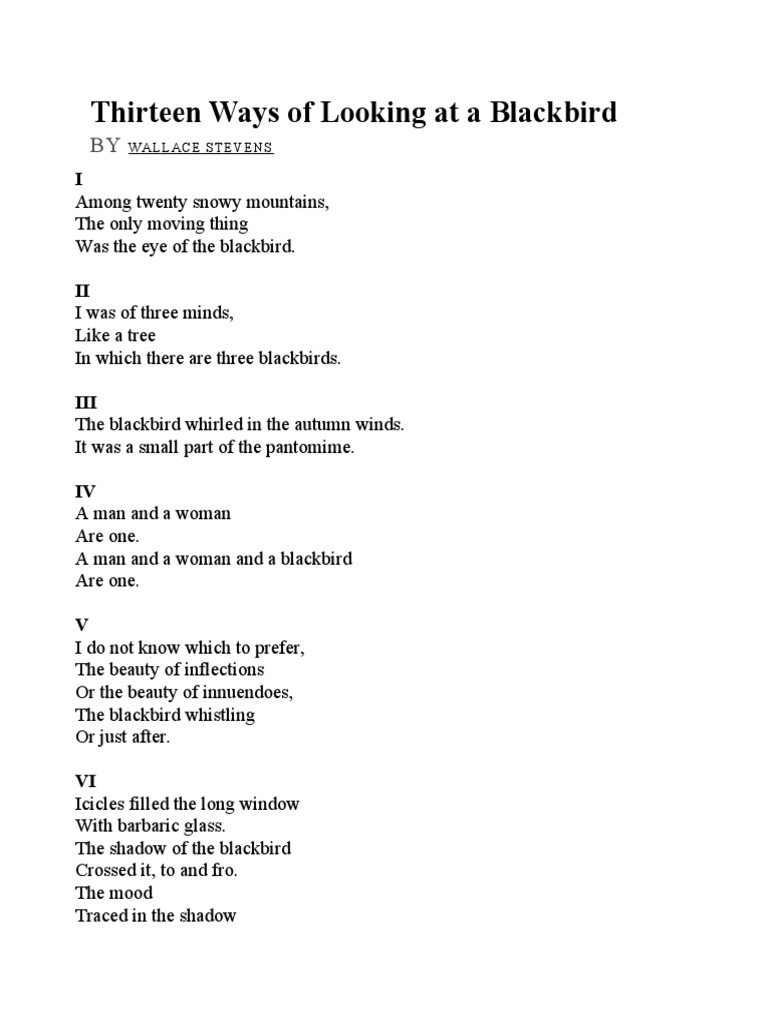 Thirteen Ways of Looking at A Blackbird | PDF