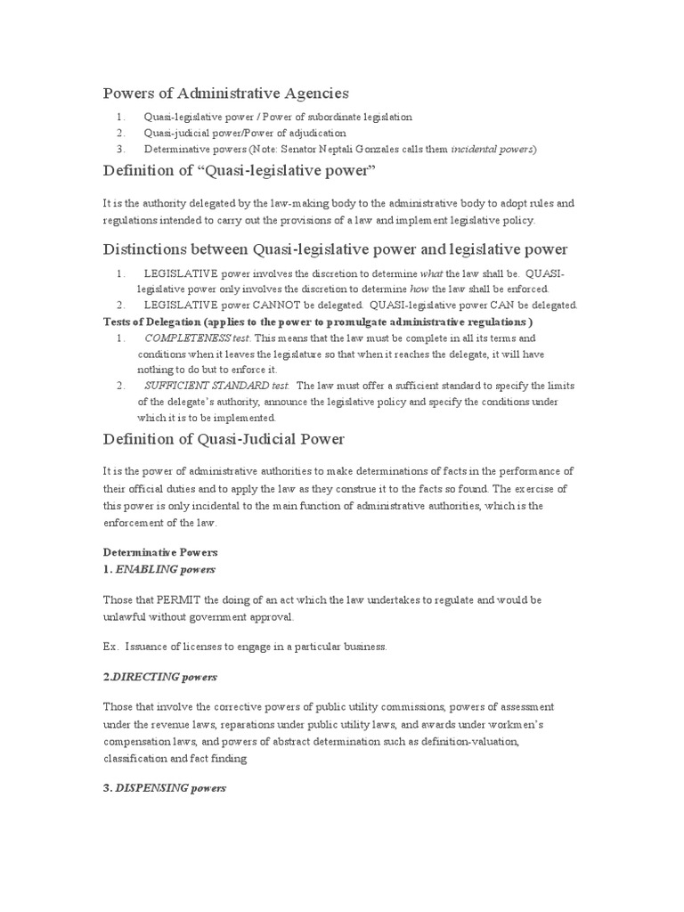 Comprehensive Overview of the Powers and Procedures of Administrative ...