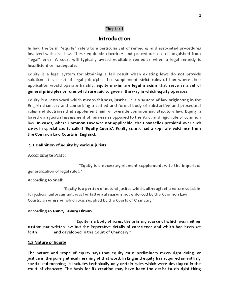 Solution. It Is A Set of Legal Principles That Supplement Strict Rules ...