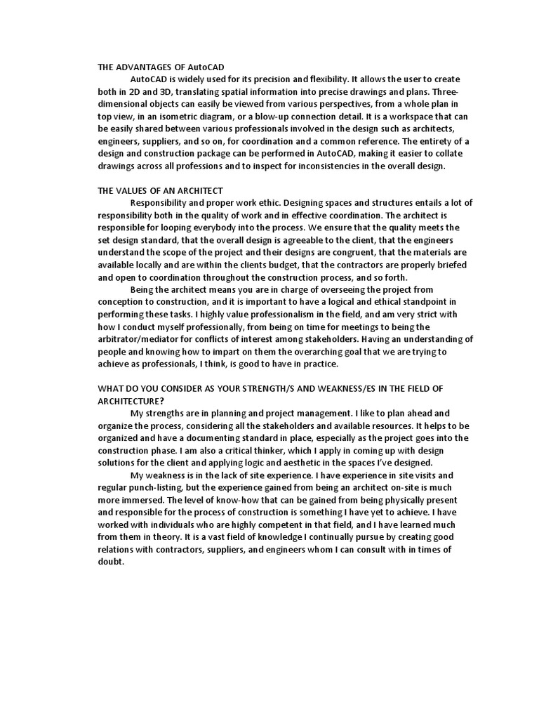 Essay For Architects | PDF | Architect | Project Management