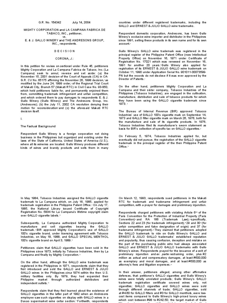 Mighty V EJ | PDF | Trademark | Lawsuit