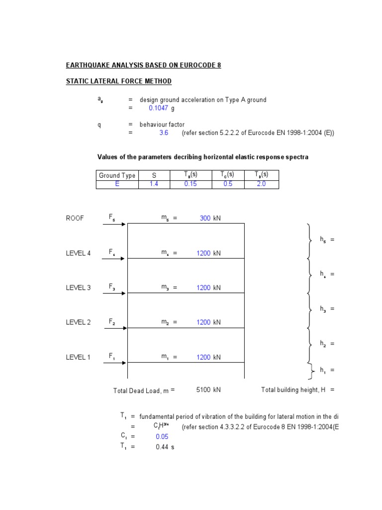 Earthquake Analysis Based On Eurocode 8 Static Lateral Force Method | Download Free PDF ...
