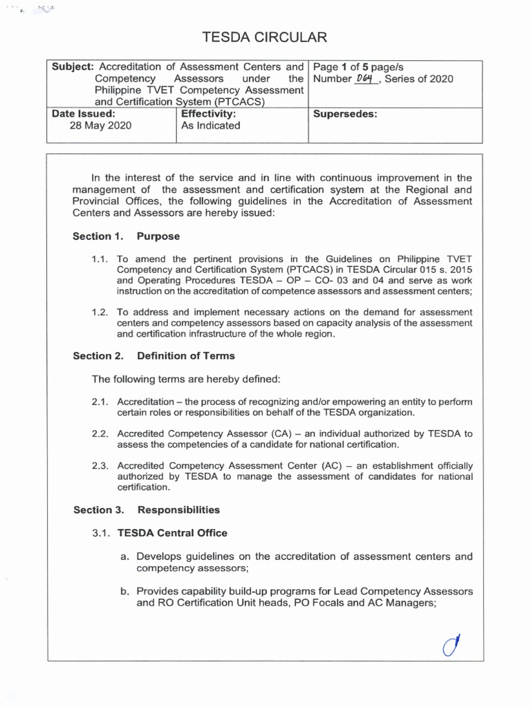 TESDA Accreditation Guidelines 2020 | PDF | Certification | Government