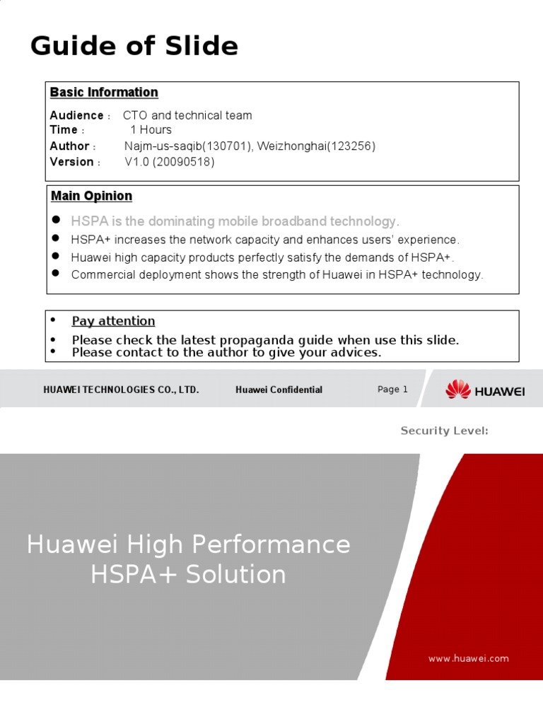 Huawei High Performance HSPA Solution V1 0 20090625 1 | PDF | High ...