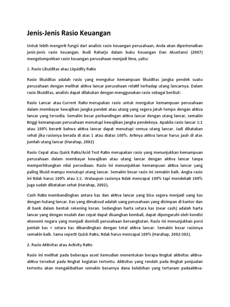 Jenis Rasio Keuangan | PDF